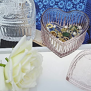 Gaolinci Crystal Glass Heart-Shaped Storage Box Embossed Jewelry Box Candy Box with Lid