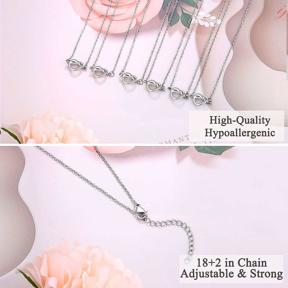 UPROMI Bridesmaids Gifts Wedding Day Thank You Tie the Knot Necklace Bridesmaid Necklace Set of 6 Bridesmaids Proposal Gifts for Woman