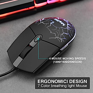 mafiti RK101 Computer Keyboard Mouse Combo Wired, RGB Backlit USB Keyboard for PC Mac Laptop Desktop, Gaming Office