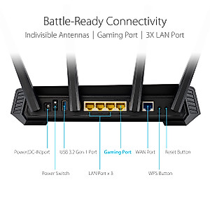ASUS ROG Strix GS-AX3000 WiFi 6 Extendable Gaming Router, Gaming Port, Mobile Game Mode, Port Forwarding, VPN Fusion, Aura RGB, Subscription-free Network Security, Instant Guard, AiMesh Compatible