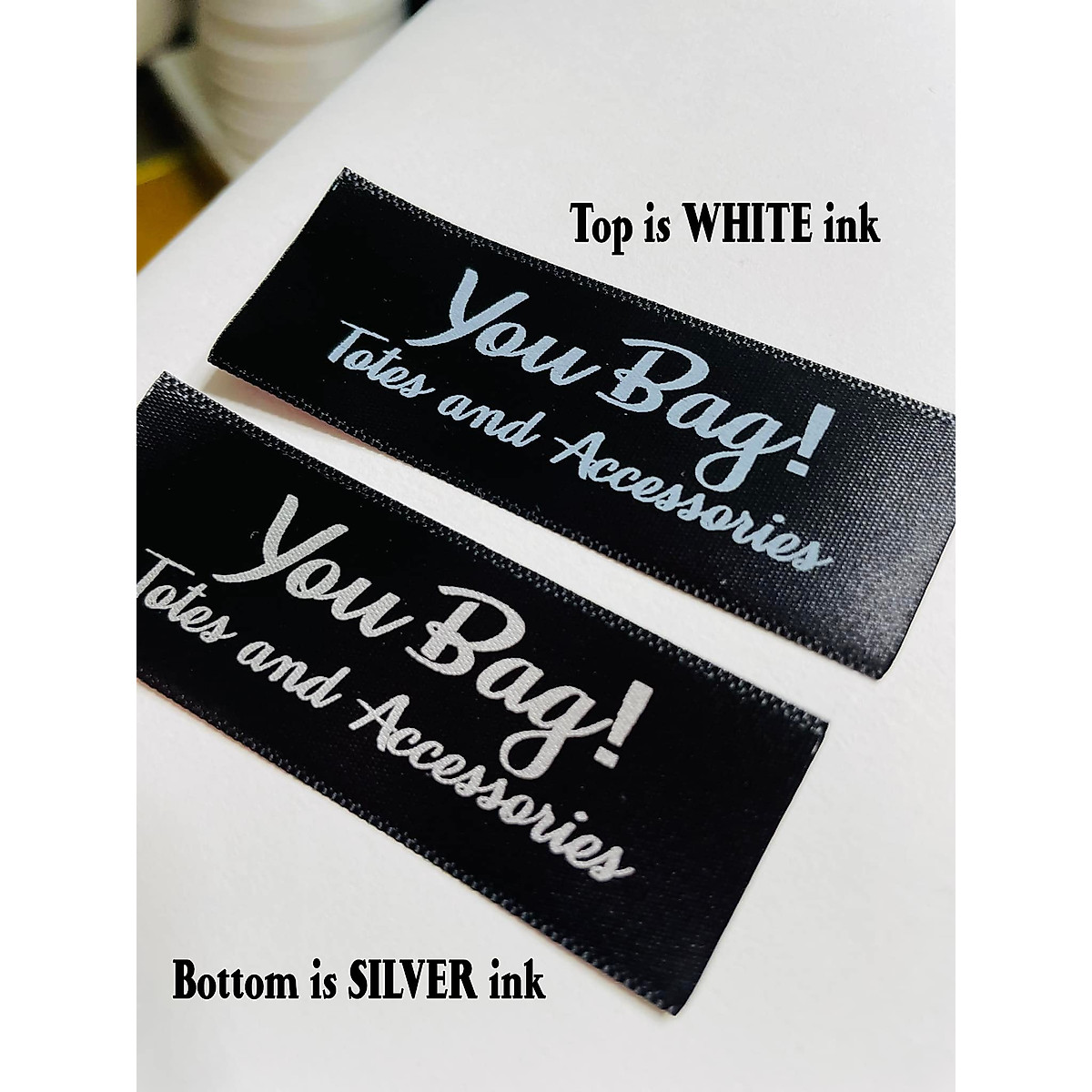 30 Black Custom Printed Satin Fabric Labels Sew On for Clothing, Crafts, Nursing Home Clothing, Children's Clothing, Knitting, Crocheting, Handmade Items