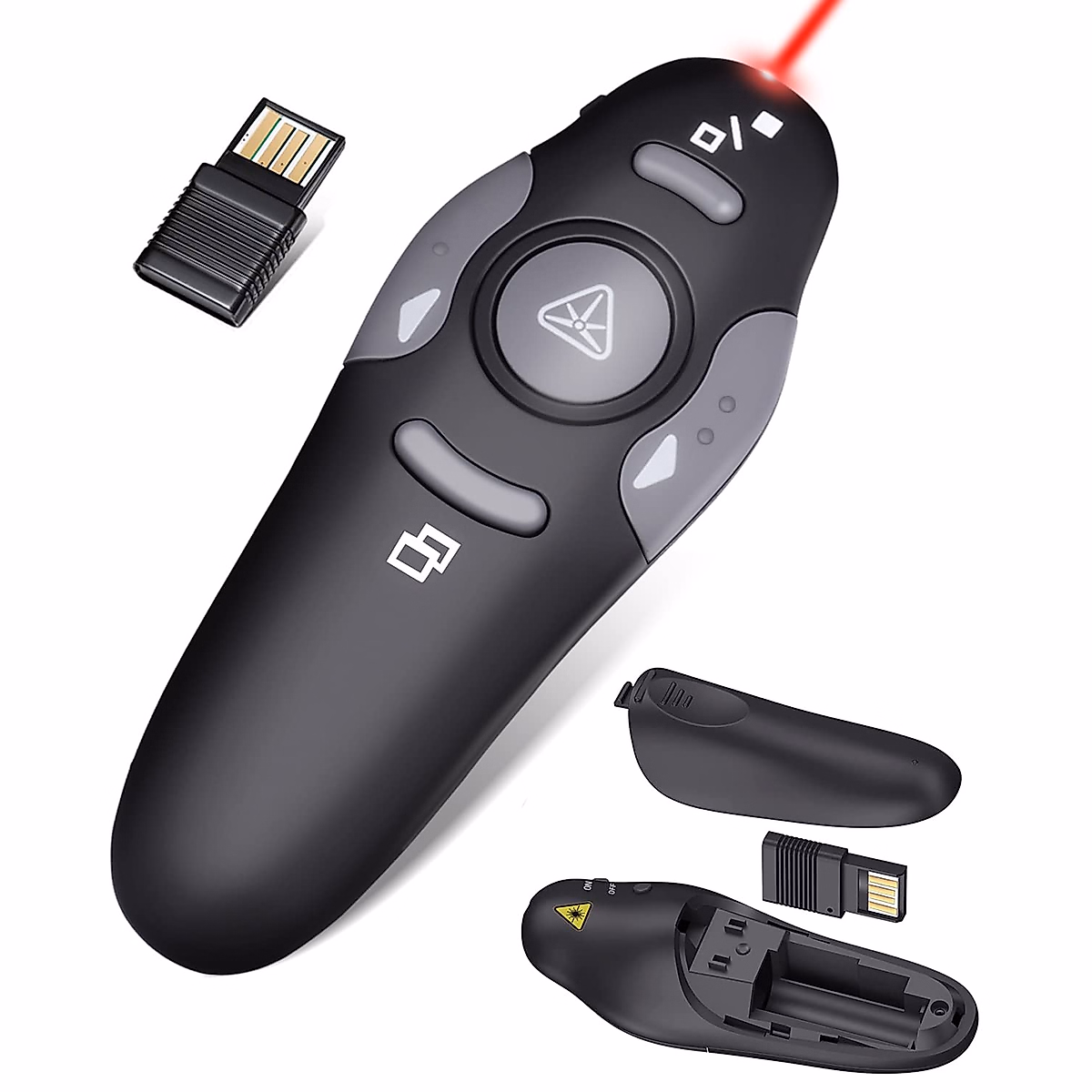 Wireless Presentation Clicker for PowerPoint Presentations, USB Dongle Wireless Presenter Remote with Laser Pointer Slide Clickers for Mac/Windows/Linux, Computer/Laptop, Google Slide/PPT/Keynote