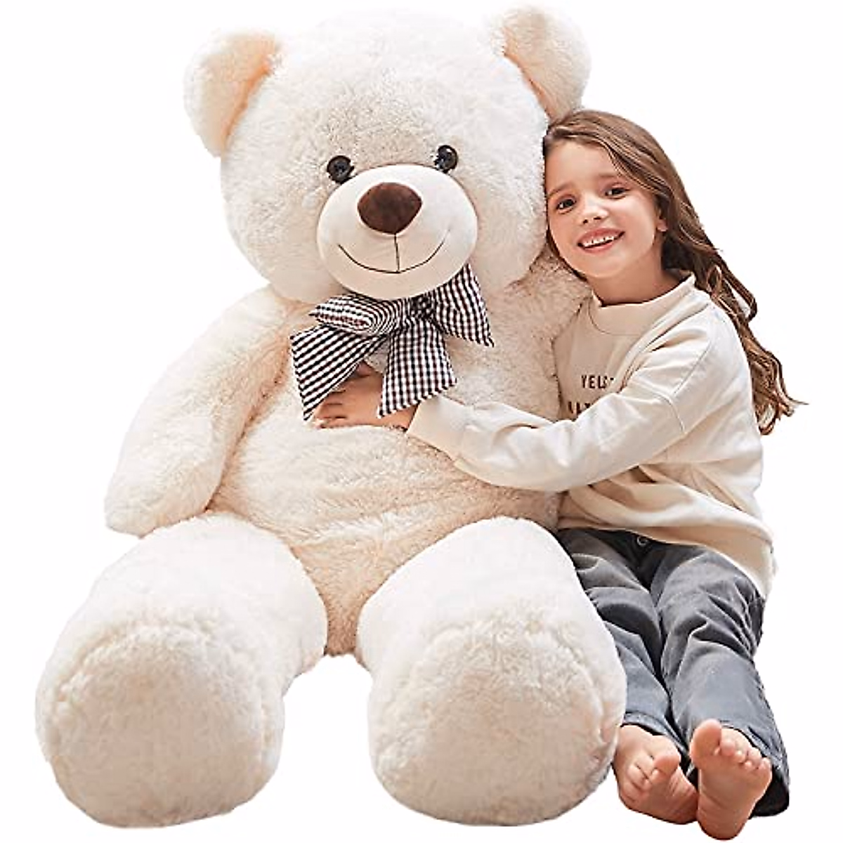 Misscindy Giant Teddy Bear Plush Stuffed Animals for Girlfriend or Kids 47 inch, (White)