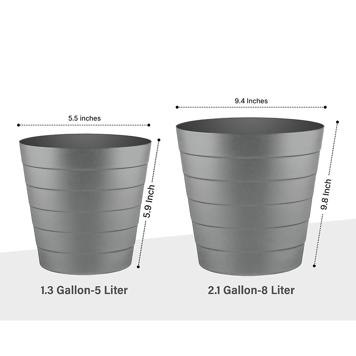 Zuvo Plastic Paper Bin 8L - Shatter-Proof Waste Basket for Office Desk & Bedroom Bin - Ideal Paper Bin with Wave Design - Grey