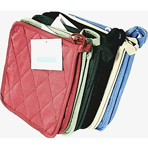 Jalpa 100% Cotton Pot Holder, Hot pad Set of 6 Total 12 Count Big Size Color Pot Holder Variety Pack Kitchen Cooking Chef Linens Classic Farmhouse Kitchen Set(12 PCS)