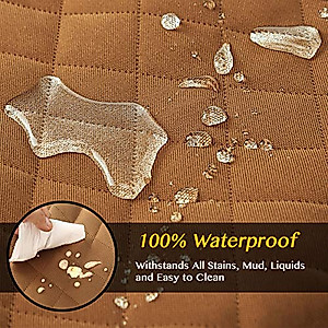 K KNODEL Dog Seat Cover, 100% Waterproof Car Seat Cover for Pets, Pet Seat Cover Dog Hammock, Heavy Duty Scratch Proof Pet Back Seat Covers, Zippered Side Flaps for Cars, Trucks and SUVs (Brown)