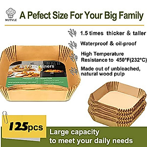 Liners for Air Fryer Basket, XL Disposable Air Fryer Paper Liners for Power XL, Chefman, Instant Pot Air Fryer Basket, Air Fryer Parchment Paper Liners 9.5 Inch Square, 125PCS Air Fryer Oven Liners