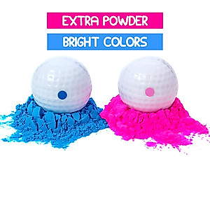 Winsharp Gender Reveal Golf Balls Exploding Golf Ball Set - 2 Balls - 1 Pink & Blue Plus Golf Tees and 20 Pink and 20 Blue Baby Gender Voting Stickers Gender Reveal Decoration Ideas Golf Theme