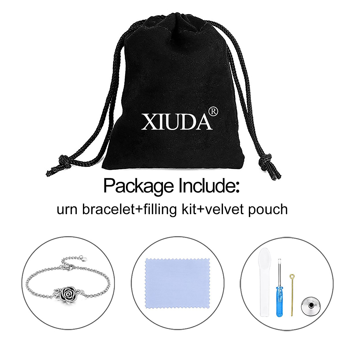 XIUDA Urn Bracelet for Ashes Rose Ashes Bracelet for Women Cremation Bracelet Ashes Holder Bangle Link Chain