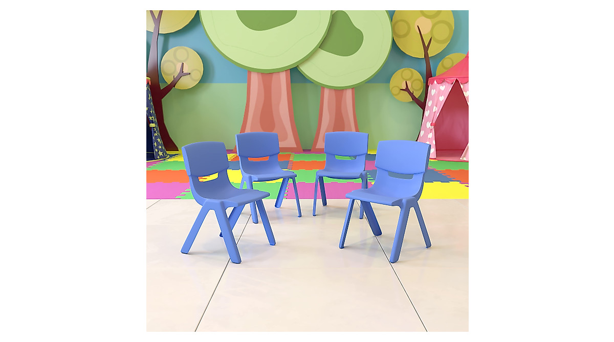 EMMA + OLIVER Stackable Blue School Chair - 4 Pack