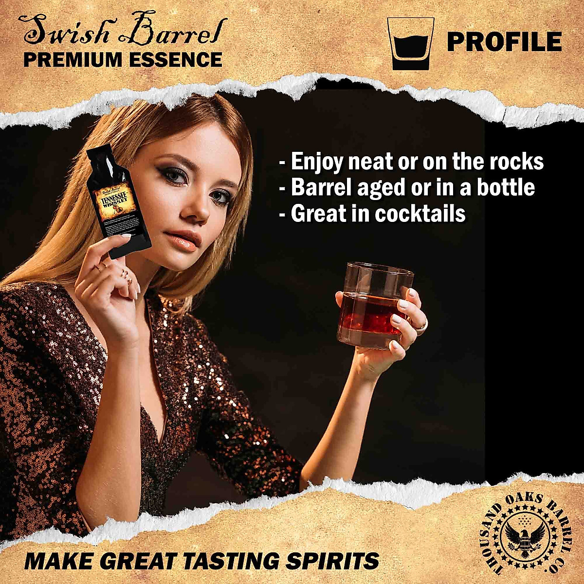 Thousand Oaks Barrel Co. Tennesse Bourbon Whiskey Flavor Essence - Single Pack 20ml (0.65oz) Liquor Essence Refill for Barrel Aging Whiskey Making Kit, Cocktails Mixers - Moonshine Flavoring Supplies