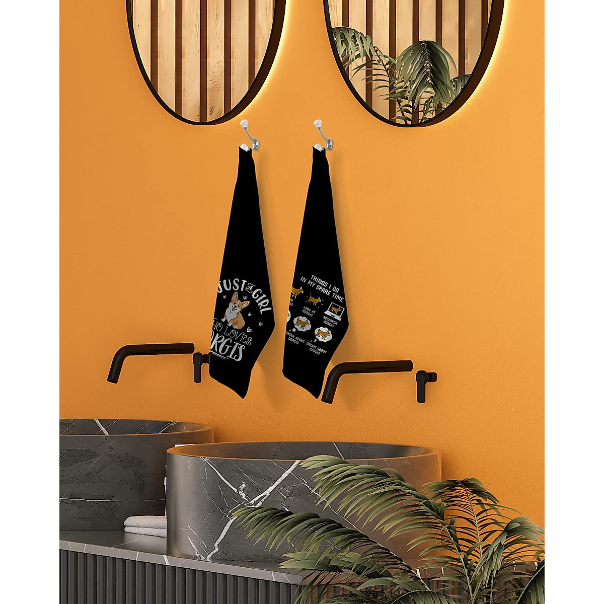 kunlisa Funny Corgi Absorbent Kitchen Towels and Dishcloths 16×24 Inches Set of 4,Cute Corgi Lovers Gifts Hand Towel Dish Towel Tea Towel for Kitchen Bathroom Decor,Corgi Owners Girls Gifts