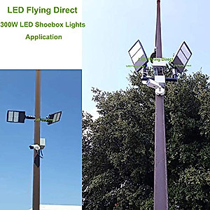 LED Parking Lot Lights 300W, Dusk to Dawn Photocell Sensor Included, Surge Protection Built-in LED Shoebox Area Pole Lights, 1-10V Dimmable, 5000K, 100-277V AC Slip Fitter Mount