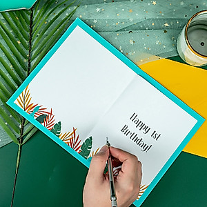 WRAPAHOLIC 1st Birthday Card with Envelope - First Birthday Card, Monkey Card - 5.9 Inch x 7.9 Inch