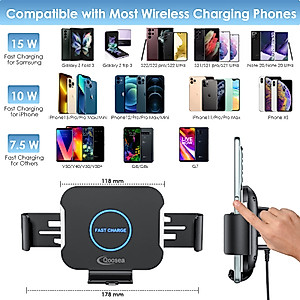 Qoosea Dual Coils Fast Wireless Car Charger for Z Fold 5/4/3 Car Mount 15W Smart Qi Car Holder for Air Vent Dashboard for Samsung Galaxy Z Fold 5/4/3/2 for Galaxy Z Fold