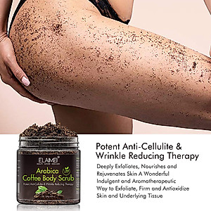 Body Scrub Exfoliation for Dry Dead Skin, Body Polish Cream with Arabica Coffee-Anti Cellulite and Stretch Mark Treatment, Deep Cleansing and Moisturizing Body, Face and Lip scrub 8.8 oz