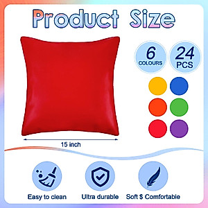 Weysat 24 Pcs Floor Cushions Bulk for Classroom 15 Inch Leather Floor Cushion for Kids Waterproof Soft Flexible Seating Cushion for Classroom, Home, School, Kindergarten or Nursery (Square)