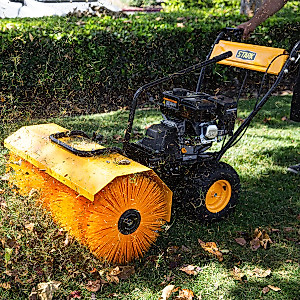 Stark 7HP Power Sweeper Brush Broom/Snow Blower Set Easy Mount Attachment Engine Gas Walk-Behind Sweeper for Leaves, Snow, Dirt, and Gravel