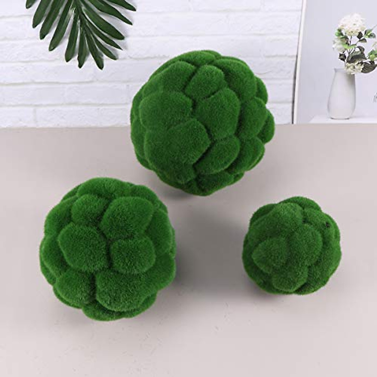 BESPORTBLE Green Moss Decorative Ball, Artificial Moss Balls Faux Dried Balls Vase Bowl Filler for Christmas Party Weddings Display Decor Props, 12cm