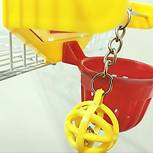 QBLEEV Bird Basketball Toy with Mirror, Bird Hanging Training Toys for Cage，Parrot Chew Ball Foraging Toys, Bird Interactive Intelligence Toy for Budgies Parakeets Cockatiels Conures，Easy to Install