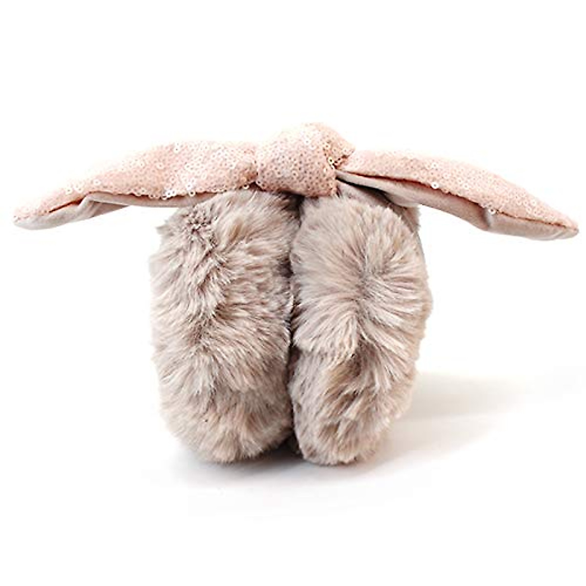 Felice Ann Women Sequins Bowknot Winter Warm Faux Fur Plush Earmuffs Foldable Ear Muffs Ear Warmers