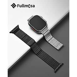 Fullmosa Compatible Apple Watch Metal Bands 45mm 44mm 42mm, Stainless Steel Mesh Loop Magnetic Clasp iWatch Band with TPU Case for Apple Watch Series 9 8 7 6 5 4 3 2 1 SE SE2 for Men Women (Silver)