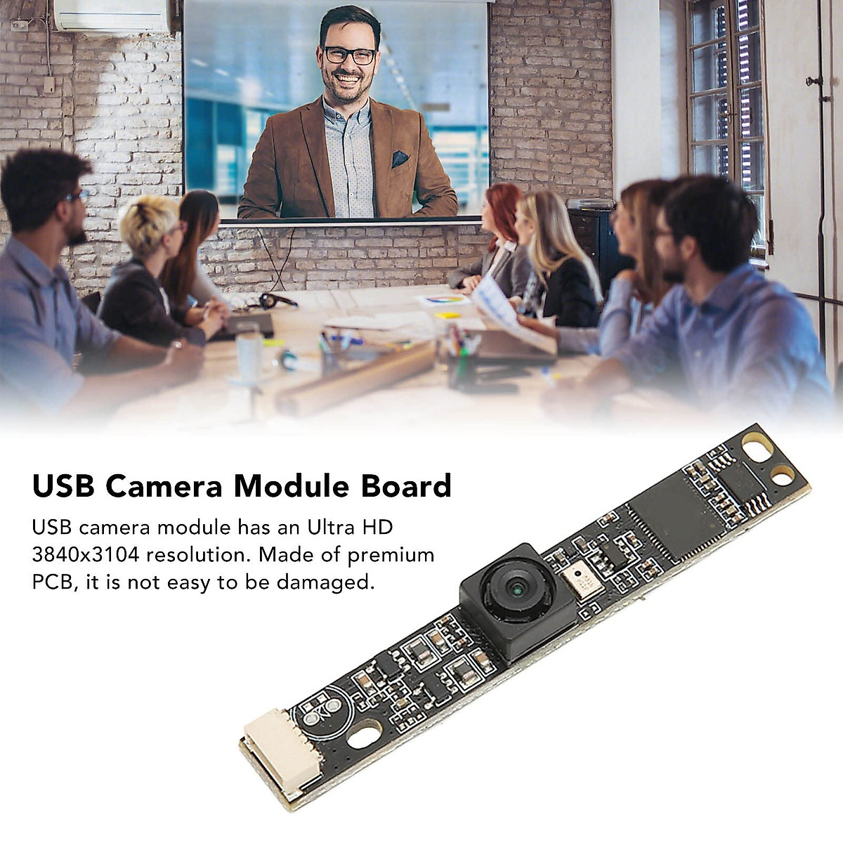 12MP Pixel Pinhole Lens USB Camera Module Board, Drive Device Mini Camera Module Sensor for Wide Angle 4K Conferences, for Win XP 7 10, for Linux 2.6.26, for Android