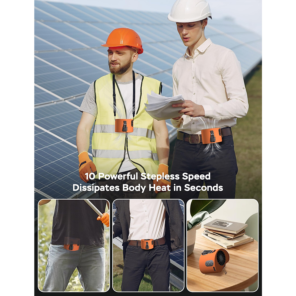 AddAcc 2024 Upgrade 10000mAh Waist Fan, 12000RPM Strong Airflow, Rechargeable Clip Belt Fan, 10 Speed, Max 24H Working Time, Personal Shirt Fan for Outdoor, Jobsite, Farms, Gifts for Men