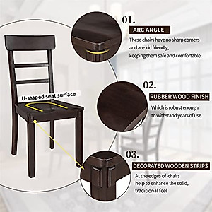 5 Piece Kitchen Dining Table Set 1 Wooden Table + 4 Chairs Set for Restaurant Espresso