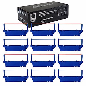 (12) Gorilla Supply Compatible Ink Ribbon for POS Receipt Printers Star RC700BR SP 700 SP700 SP712 SP717 SP742 SP747, Sealed Individual Pack, Black/Red, 12-Packs (Black/Red)