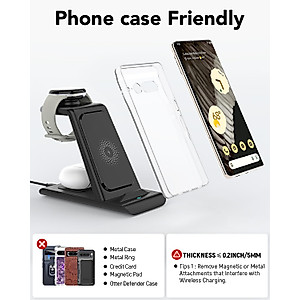 Upgraded 3 in 1 Wireless Charger Compatible with Google Pixel Watch 3/2, Pixel 9 Pro XL/9/8/7/7A/6 Pro, Pixel Buds Pro/2, Wireless Charging Station for Multiple Devices (Not for Pixel Watch 1)