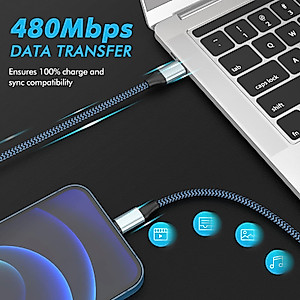 USB C to Lightning Cable, 2 Pack 10FT 20W Nylon Braided S-03BK [Apple MFi Certified] Phone Charger Compatible iPhone 14 13 12 Pro 11 Max XS XR 8 Plus, Supports Power Delivery