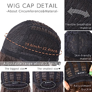 BRIGHT LELE Natural Full Medium Straight Hair With Natural Bang Layered cut with Wigs for Women Synthetic Stright Hair Wig for Daily Party Cosplay Wig HF1420-TR/M