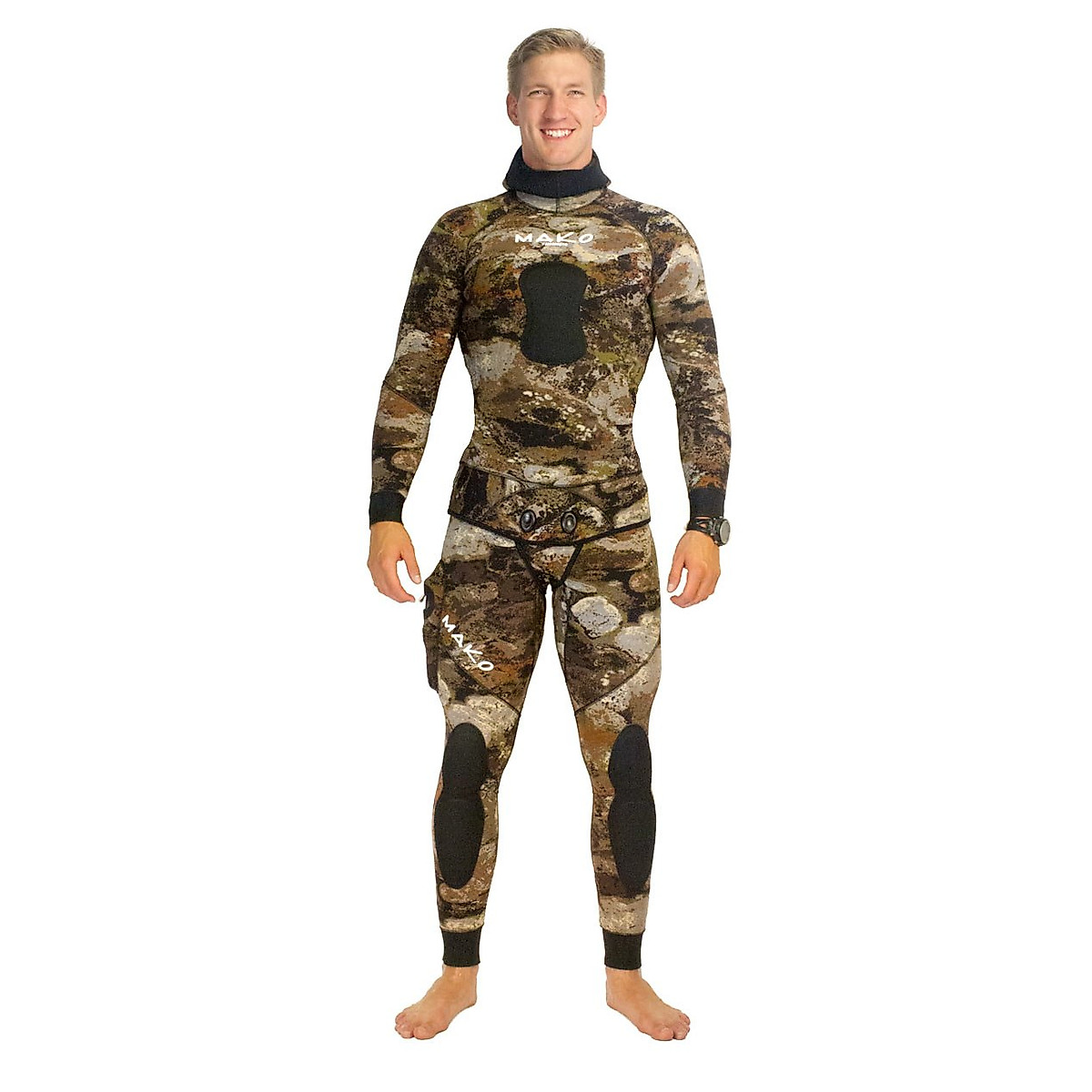 MAKO Spearguns Mens Spearfishing Wetsuit 3D Yamamoto Reef Camo 5mm 2 Piece (Large)
