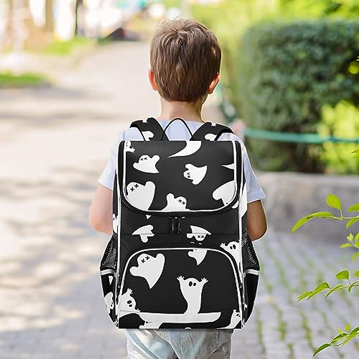 Sletend Large Capacity Printing Student Shoulder Bag for Children Teenagers White Ghost Laptop Bag School Bag for Work School, Men's and Women's Travel Backpack