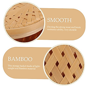 LIGHTAOTAO Bamboo Weaving Round Bamboo Basket with lid Tea Bag Organizer Coffee Canister Woven Serving Bowl Wicker Organizer bin Basket for Snacks Bread Basket Holder Gift Basket Food