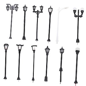 DOITOOL 12pcs Model Street Lights Miniature Pe Material Landscape Street Lamps for Decor and Mini Garden Random Style