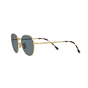 Ray-Ban RB3582 David Round Sunglasses, Gold/Dark Blue Polarized, 53 mm