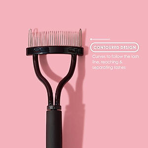 JAPONESQUE - Velvet Touch Lash Separator (0.43 x 5.79 x 1.18 inches) - Eyelash Comb Lash Separator Tool, Remove Mascara Clumps, Arc Lash Brush (Black)