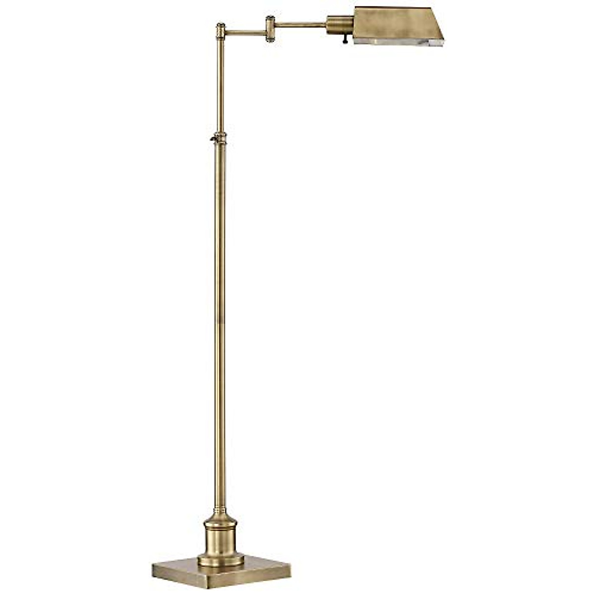 Regency Hill Jenson Modern Metal Adjustable Pharmacy Floor Lamp Swing Arm 54" Tall Aged Brass Metal Shade Standing Pole Light for Living Room Reading House Bedroom Home Office