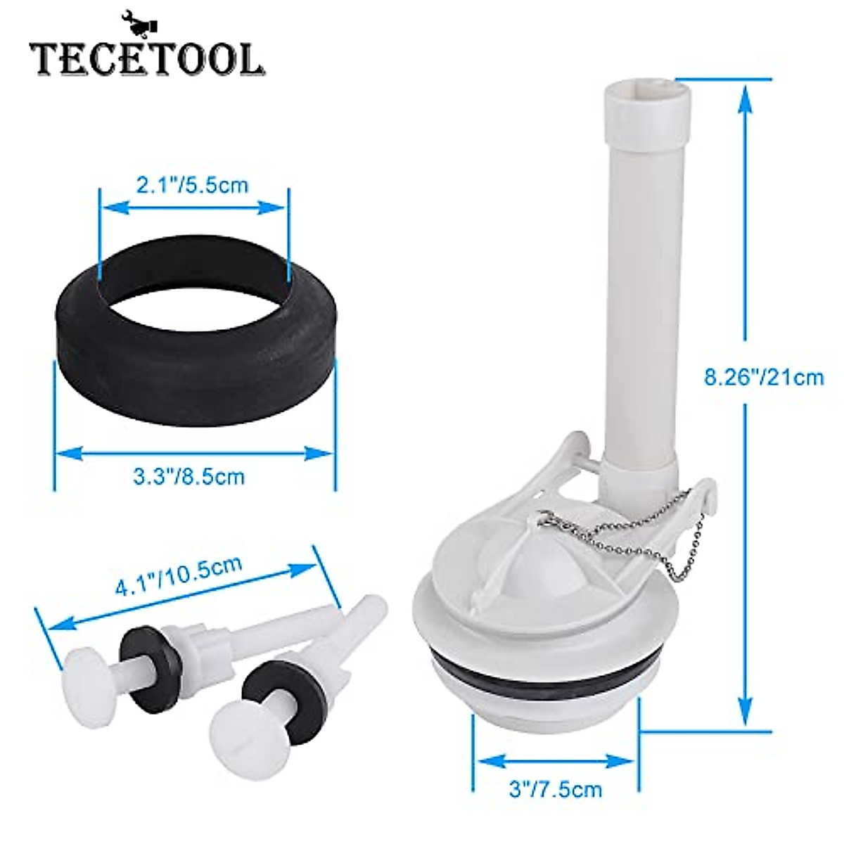 3-Inch Toilet Flush Valve Replacement 2-piece Toilet Tank Parts with Gasket and Bolts Fit for American Standard 738921-100.0070A Easy to Install High Performance Water-Saving