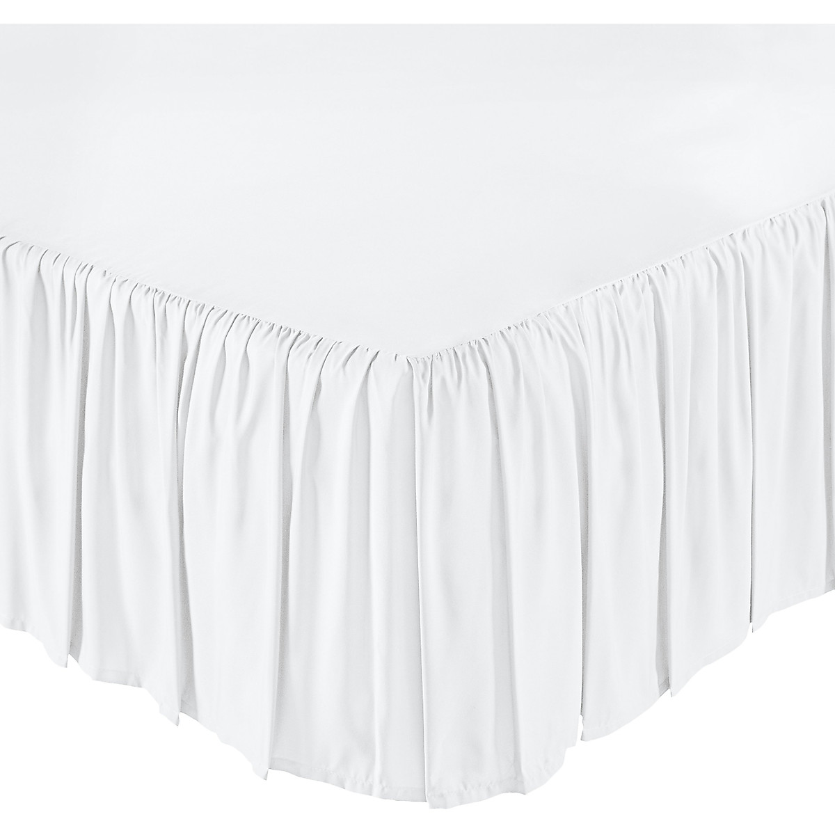 Amazon Basics Lightweight Ruffled Bed Skirt, Classic Style, Soft and Stylish 100% Microfiber With 16" Drop, Full, White, Solid