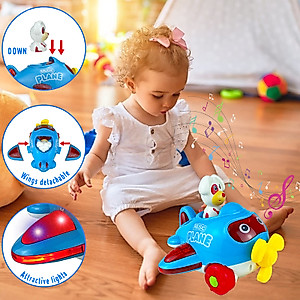 Baby Toys for 1 Years Olds, Bump & Go Baby Toys 12-18 Months Plane Musical Toys with Music Light-Up Airplane Toddlers Toys for 6+ Months Baby Crawling Toys Christmas Birthday Gifts