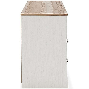 Signature Design by Ashley Vaibryn Farmhouse 6 Drawer Dresser with Smooth-Gliding Drawers and Safety Stop, White & Light Brown