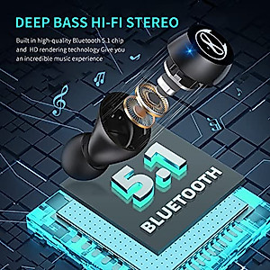 Togetface Kids Wireless Earbuds for Small Ears, Touch Control Headset Stereo Sound in-Ear Headphones, Bluetooth 5.1 Noise Reduction Earphones with Black Blue Cartoon Blinking Eyes Charging Case