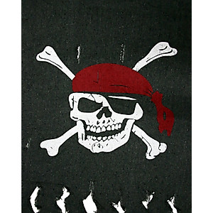 LANGXUN 2pcs Large Size 3ft x 2.5ft Retro and Weathered linen Pirate Flag for Halloween Decorations, Pirate Party, Kids Room Décor (Black-1pcs)