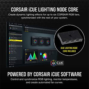 CORSAIR iCUE SP120 RGB ELITE Performance 120mm PWM Triple Fan Kit with iCUE Lighting Node CORE - Black