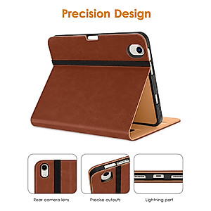 DTTO for iPad Mini 7th/6th Generation Case 8.3 Inch 2024/2021, Premium Leather Business Folio Stand Cover for iPad Mini 7 (A17 Pro) / Mini 6 with Pencil Holder-Multiple Viewing Angles, Brown