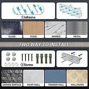 Swaitee Paper Towel Holder, Easy Tear Under Cabinet Paper Towel Holder with Damping Function, Wall Mount Stainless Steel Paper Roll Holder Adhesive or Screw for Kitchen Bathroom