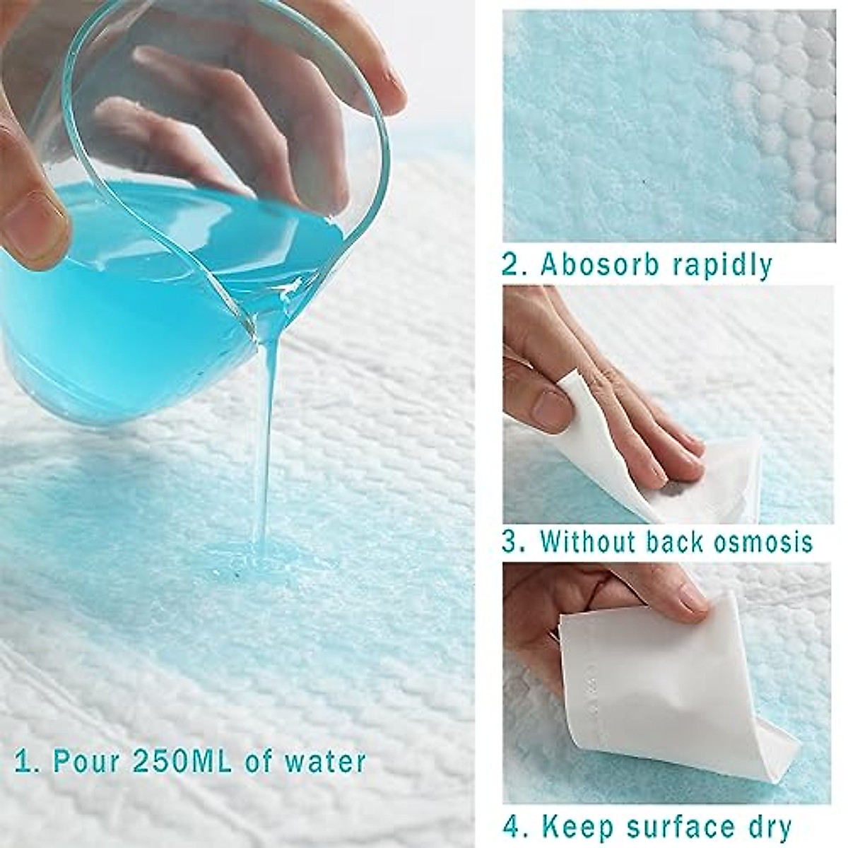 Nihao Honey Baby Disposable Changing Pads, 100 Count Portable Diaper Changing Pad Liner, Baby Changing Pad Waterproof Underpads, Breathable, Soft Non-Woven Fabric, Quick Absorb (13x18 Inch, Blue)